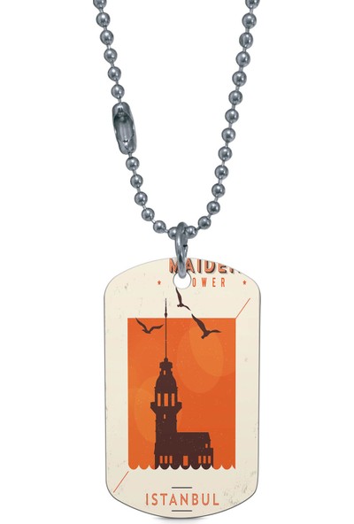 Astak Kız Kulesi Gümüş Renk Kolye DFT4044