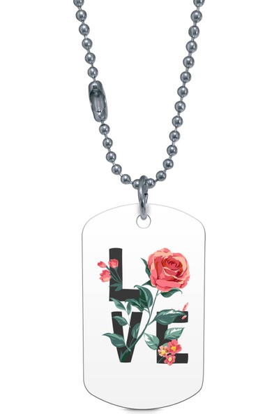 Astak Güllü Love Gümüş Renk Kolye DFT819
