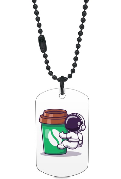 Astak Astronot Kahvesi Siyah Renk Kolye DFT1897
