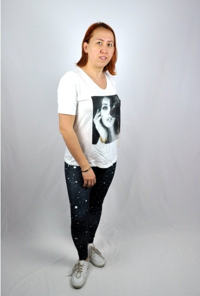 Dijital Baskılı Tayt Kar Taneli Xl - Siyah Dijital Baskılı Tayt Kar Taneli Xl - Siyah