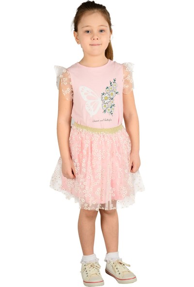 Silversun Pembe Renkli Papatya Baskılı Kız Çocuk Etek |fc 219089