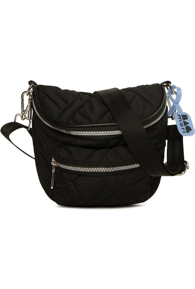 Bagmori Siyah Tasarım Nakışlı Cepli Büyük Bel Çantası Bagmori Siyah Tasarım Nakışlı Cepli Büyük Bel Çantası