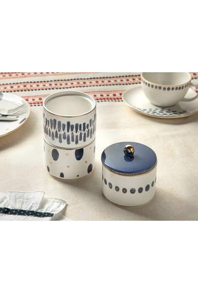 English Home Coastal Lines New Bone 3'lü Saklama Kabı 13,5 x 11 x 25,4 cm Mavi English Home Coastal Lines New Bone 3'lü Saklama Kabı 13,5 x 11 x 25,4 cm Mavi