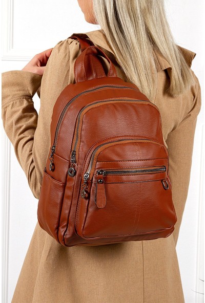 Newish Polo Bayan Sırt Çantası-Yıkama Deri