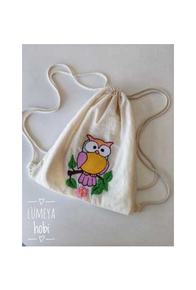 Punch Nakışı Amerikan Bezine Işlenmiş Sırt ÇANTASI(34X38CM)