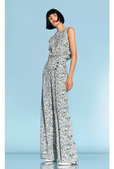 Kameya-Desenli Bluz Ekru