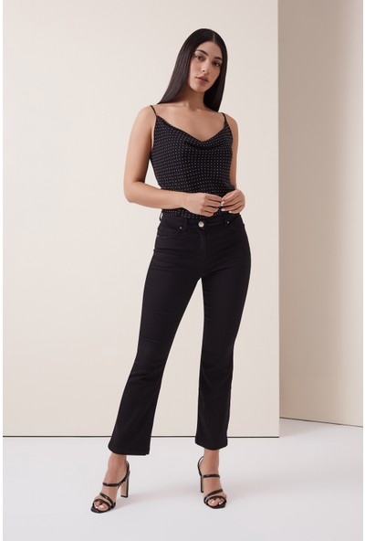 Gusto Beş Cep Boru Paça Pantolon - Siyah
