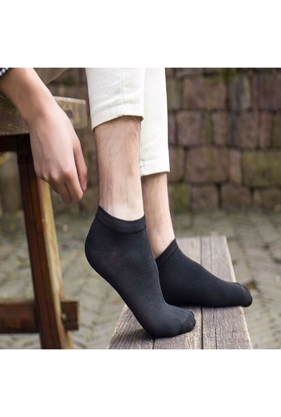 Vipstreet Bambu Bilek Çorap Erkek 15 Adet Düz Siyah