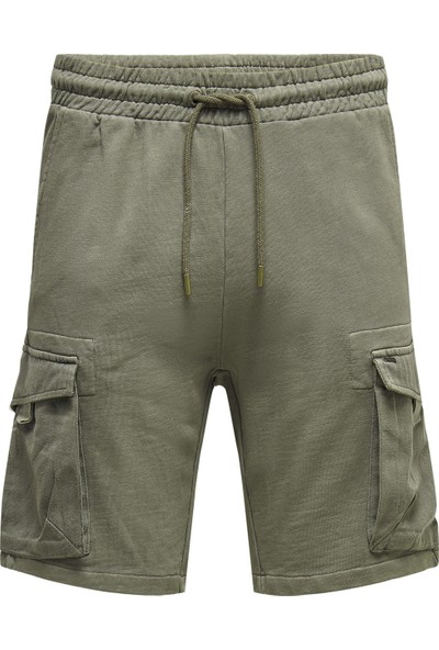 Only & Sons Normal Bel Düz Su Yeşili Erkek Sweat Şort - 22019126_ONSNICKY Sweat Shorts