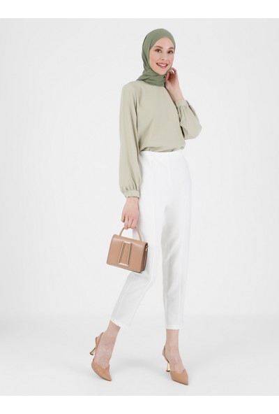 Refka Dikiş Detaylı Klasik Pantolon - Off White - Refka Woman Refka Dikiş Detaylı Klasik Pantolon - Off White - Refka Woman
