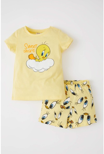 DeFacto Kız Bebek Looney Tunes Lisanslı Regular Fit Yeni Doğan Pamuklu Kısa Kollu Şort Pijama Takım X8933A222SM DeFacto Kız Bebek Looney Tunes Lisanslı Regular Fit Yeni Doğan Pamuklu Kısa Kollu Şort Pijama Takım X8933A222SM