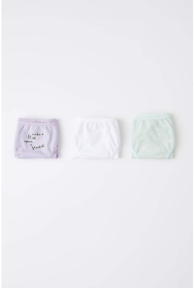 DeFacto Kız Çocuk Baskılı Pamuklu 3'lü Slip Külot X0838A622SM