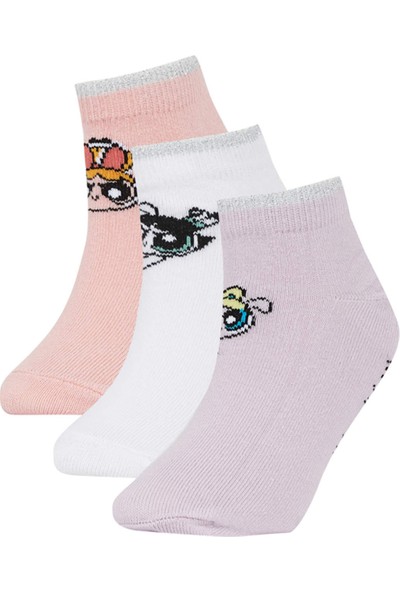 DeFacto Kız Çocuk PowerPuff Girls Lisanslı Pamuklu 3'lü Kısa Çorap X2214A6NS DeFacto Kız Çocuk PowerPuff Girls Lisanslı Pamuklu 3'lü Kısa Çorap X2214A6NS