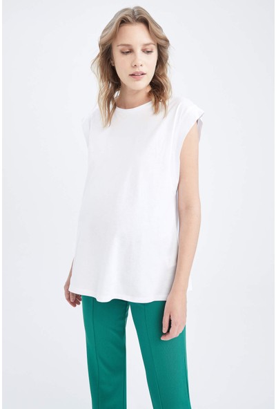 DeFacto Hamile Regular Fit Bisiklet Yaka Kolsuz Tişört V1076AZ22SM