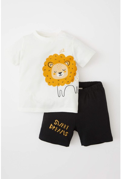 DeFacto Erkek Bebek Regular Fit Hayvan Desenli Pamuklu Kısa Kollu Şort Pijama Takım X6443A222SM DeFacto Erkek Bebek Regular Fit Hayvan Desenli Pamuklu Kısa Kollu Şort Pijama Takım X6443A222SM