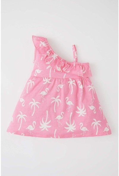 DeFacto Kız Bebek Regular Fit Tek Omuzlu Askılı Elbise X8920A222SM