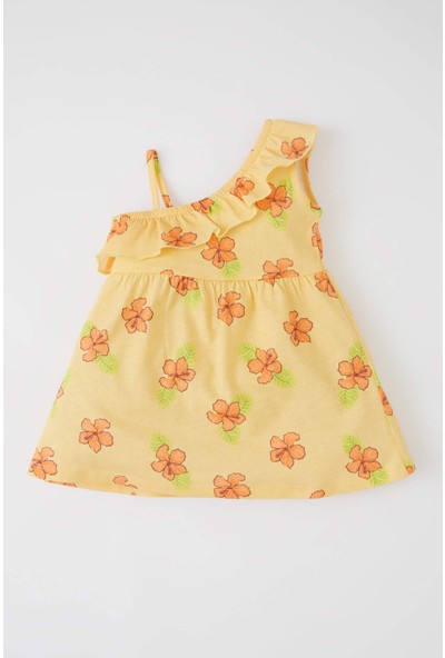 DeFacto Kız Bebek Regular Fit Tek Omuzlu Askılı Elbise X8920A222SM