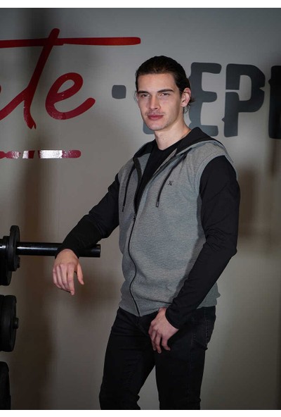 Dosx-x Ottoman Fermuarlı Kolsuz Kapüşonlu Yelek