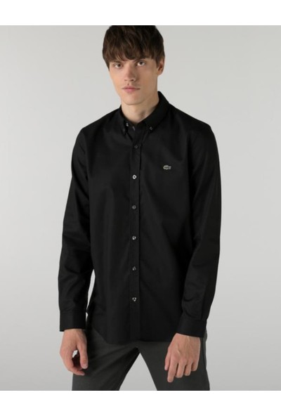 Lacoste Siyah Regular Fit Erkek Spor Gömlek Lacoste Siyah Regular Fit Erkek Spor Gömlek