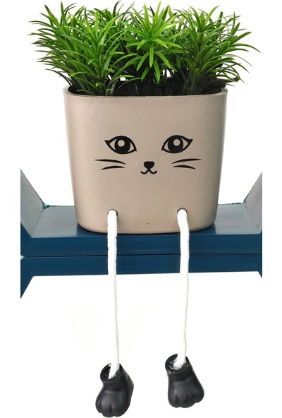 Baskılı Ip Ayaklı Yapay Çiçekli Saksı 9x9 cm