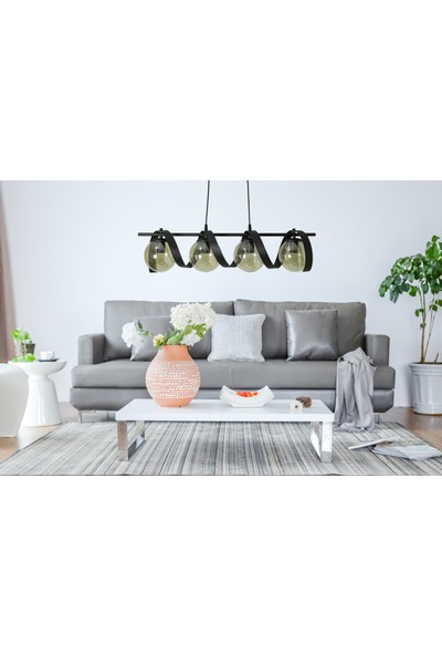 Ömür Avize Artena 4lü Sarkıt Avize Füme Camlı