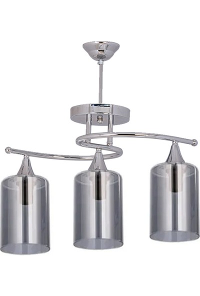 Ömür Avize Modern Krom Füme Camlı Ikili Avize Ömür Avize Modern Krom Füme Camlı Ikili Avize