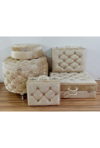 Çeyiz Diyarı D Model 5 Li Çeyiz Sandık Takımı Cappucino Çeyiz Diyarı D Model 5 Li Çeyiz Sandık Takımı Cappucino