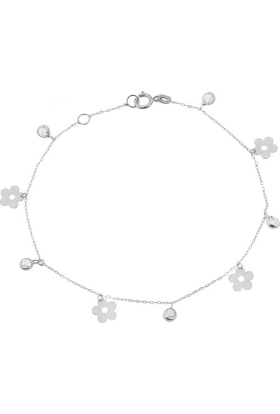 Glorria Altın Beyaz Çiçek Bileklik