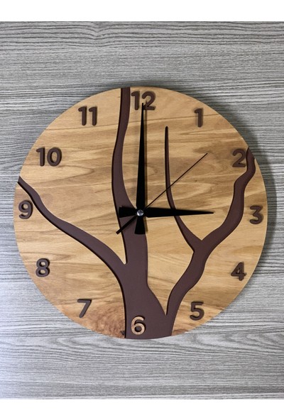 Decorof Modern Tasarım Ahşap Duvar Saati 50CM Decorof Modern Tasarım Ahşap Duvar Saati 50CM