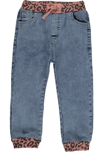 Overdo Kız Çocuk Leopar Baskılı Ribanalı Kot Pantalon