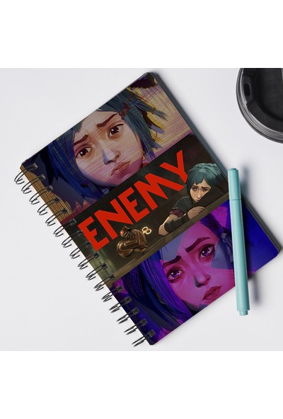 Takivis Arcane Lol Jinx Vi Ahşap Kapaklı Mdf Defter