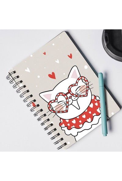 Takivis Kalpli Kedi Ahşap Kapaklı Mdf Defter