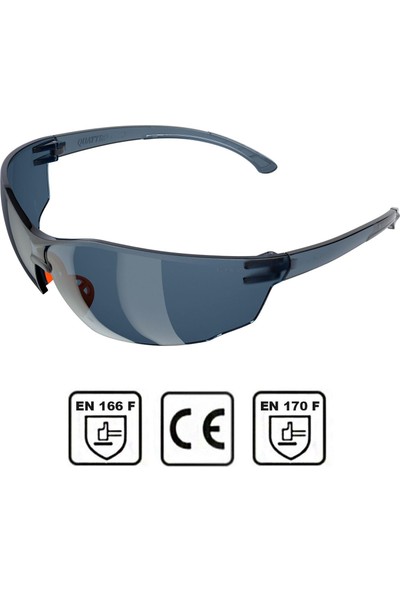 Badem10 Iş Güvenlik Gözlüğü Uv Koruyucu Silikonlu Gözlük S1100 Füme