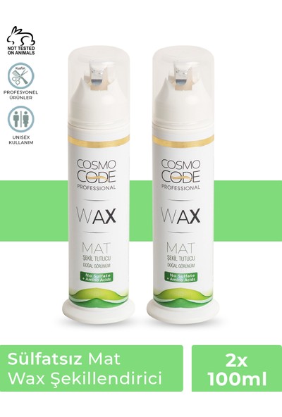 Cosmo Code Sülfatsız Mat Wax 2'Li Set Cosmo Code Sülfatsız Mat Wax 2'Li Set