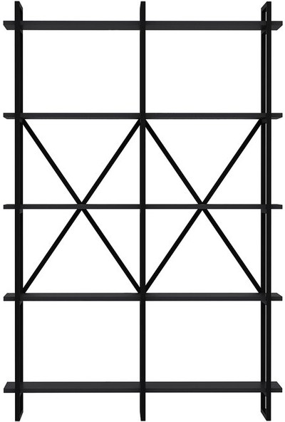 EVDEMO Roma 5 Raflı Metal Kitaplık Siyah