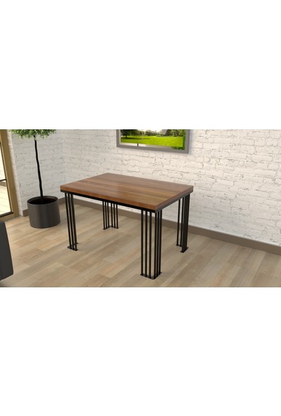 EVDEMO Neo Metal Mutfak Masası Yemek Masası Ceviz
