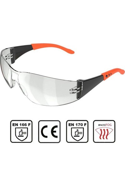 Badem10 Iş Güvenlik Gözlüğü Antifog Buğulanmaz Koruyucu Çapak Gözlük S500 Şeffaf