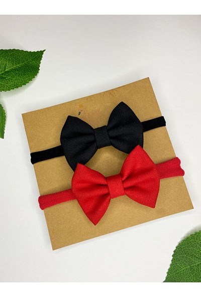Baby Minnak Kız Bebek Çocuk 2’li Siyah - Kırmızı Fiyonk Bandana Seti Baby Minnak Kız Bebek Çocuk 2’li Siyah - Kırmızı Fiyonk Bandana Seti