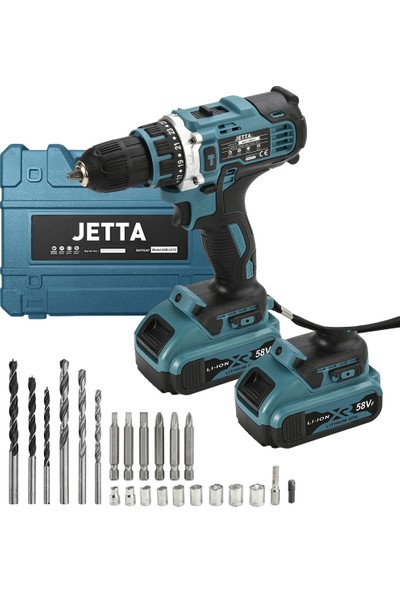 Jetta Power Tools 24 Parça 58VF Çift Akülü Plastik Mandren Mavi Darbesiz-Ş36 Jetta Power Tools 24 Parça 58VF Çift Akülü Plastik Mandren Mavi Darbesiz-Ş36