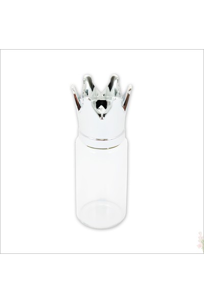 Cam Tüp Şişe 6,5cm x 2,2cm, Kral Tacı Gümüş Kapaklı - 1 Adet Cam Tüp Şişe 6,5cm x 2,2cm, Kral Tacı Gümüş Kapaklı - 1 Adet