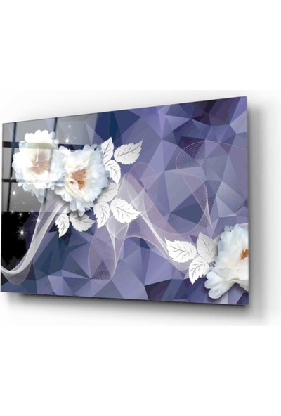 Beyaz Güller Cam Tablo 50 x 70 cm
