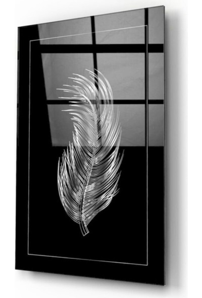Gümüş Tüy Cam Tablo 50 x 70 cm