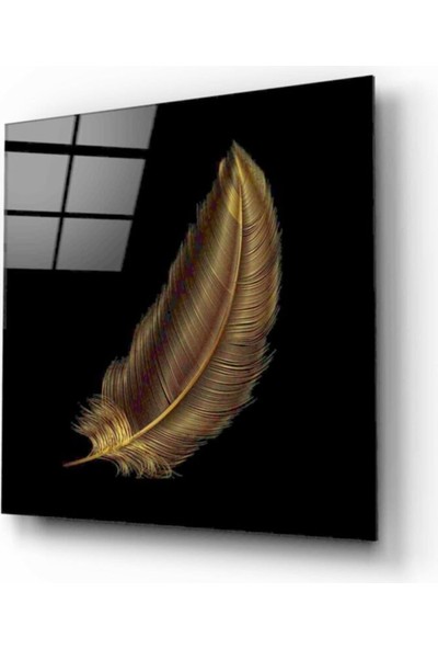 Altın Tüy Cam Tablo 50 x 50 cm