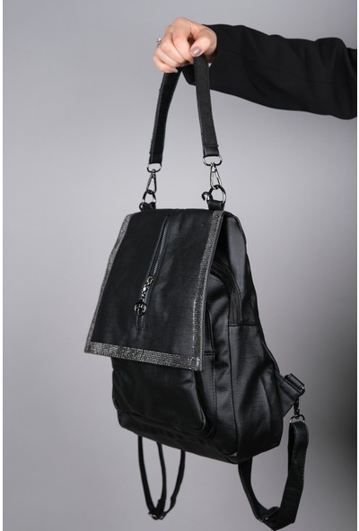 Luvi 833 Siyah Yıkamalı Kadın Günlük Çanta