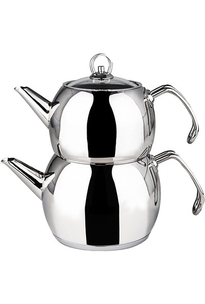 Amazeus Orta Orta Küre Çelik Çaydanlık Metal Kulplu Amazeus Orta Orta Küre Çelik Çaydanlık Metal Kulplu