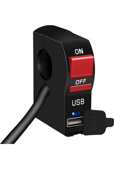 Chembo Gösterge Işığı ile Motosiklet Far Anahtarı 12V Tek USB Şarj Aleti Gidon Sabit Anahtarı (Yurt Dışından)