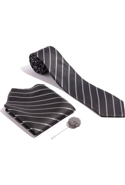 Pierre Cardin Siyah 3'lü Kravat Mendil Set 50257215-001