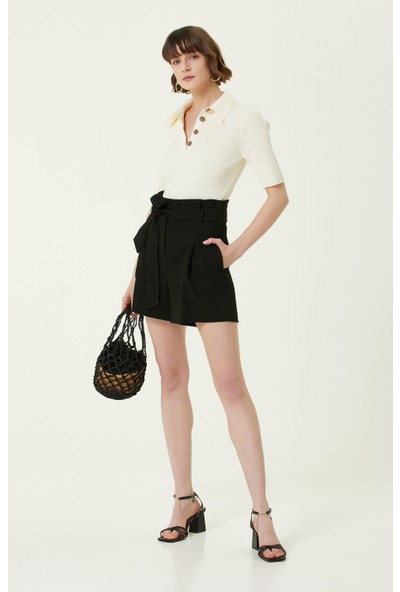 Network Siyah Pilili Mini Şort