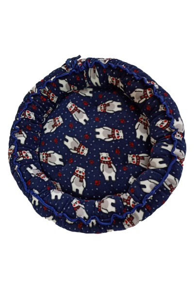 Home Kedi ve Köpekler Için Lacivert Ayıcık Desenli Yatak 70 cm