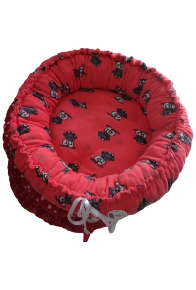 Home Kedi ve Köpekler Için Nar Çiçeği Ayıcık Desenli Yatak 70 cm